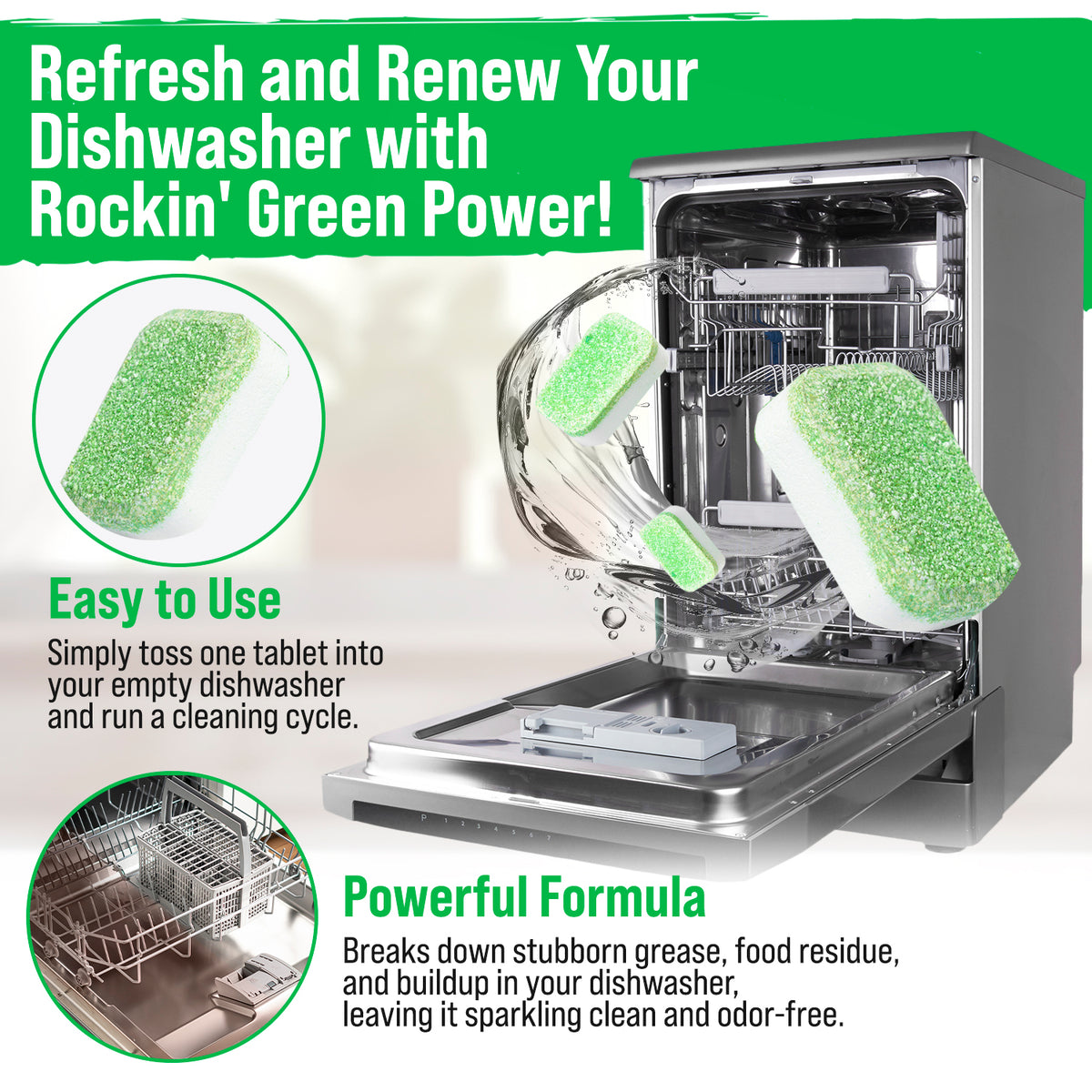 Dishwasher Cleaning Tablets - 8 Pack – Rockin Green