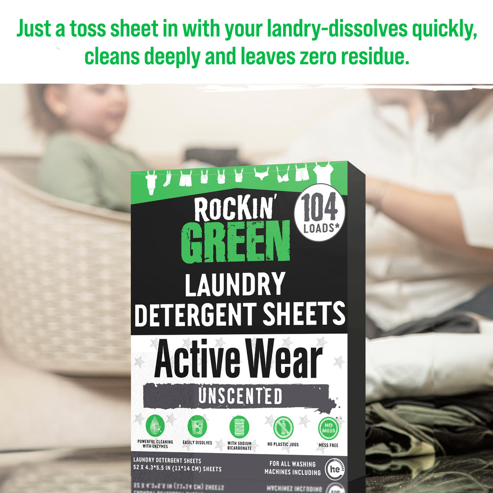 Active Wear Laundry Detergent Sheets: Unscented (104 Loads)